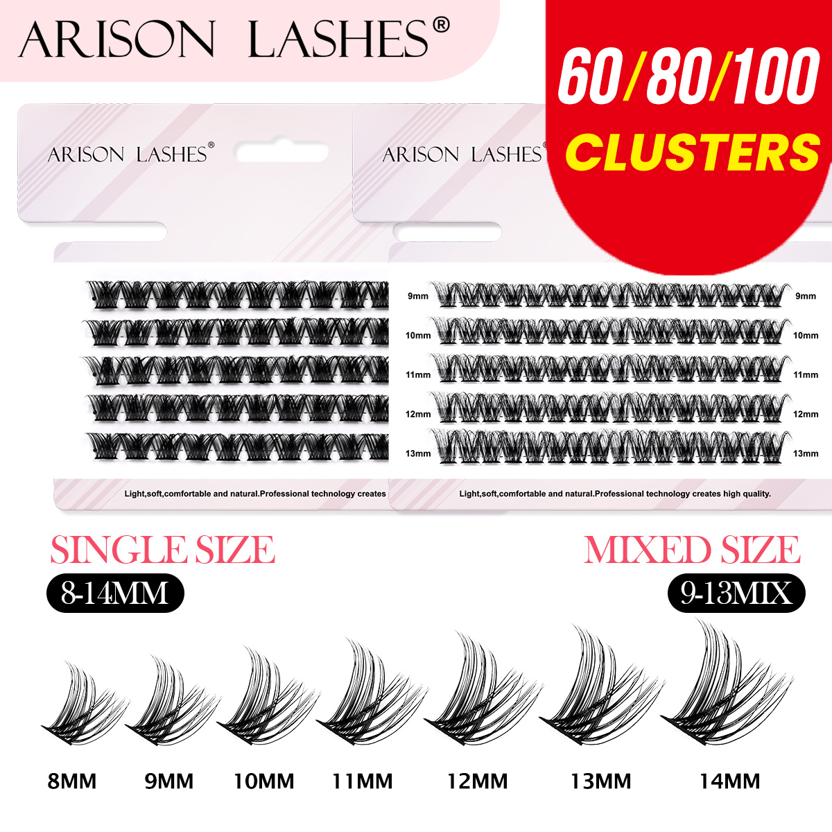 DIY Eyelash Clusters 10D-100D - 60/80/100 clusters – Arison Lashes